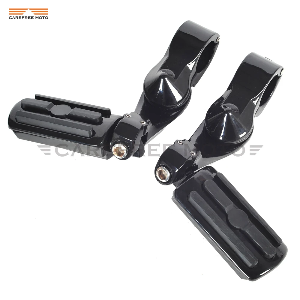 Black 1.25" 32mm Adjustable angle Motorcycle Foot Pegs Moto Foot Rest ...