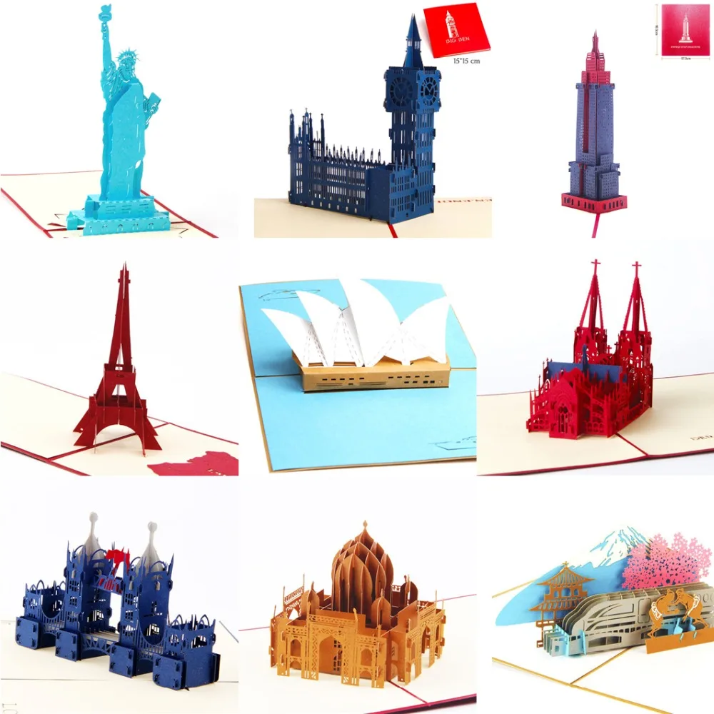 City View 3D Pop Up Greeting Gift Card Landmark Building Envelope ...