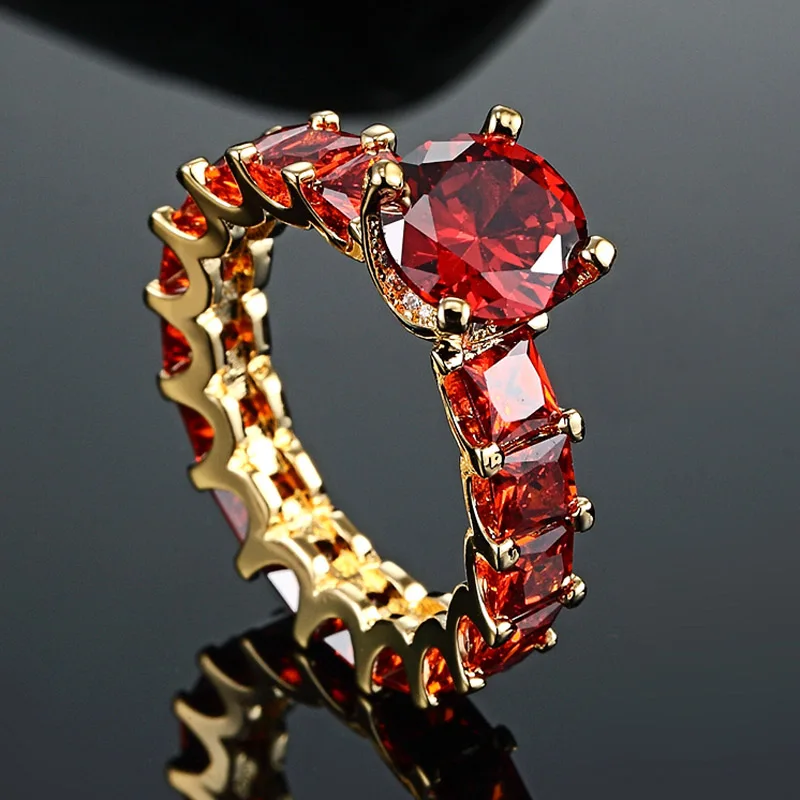 Perfect Red Zircon Wedding Rings For Women Party Anniversary Jewelry ...