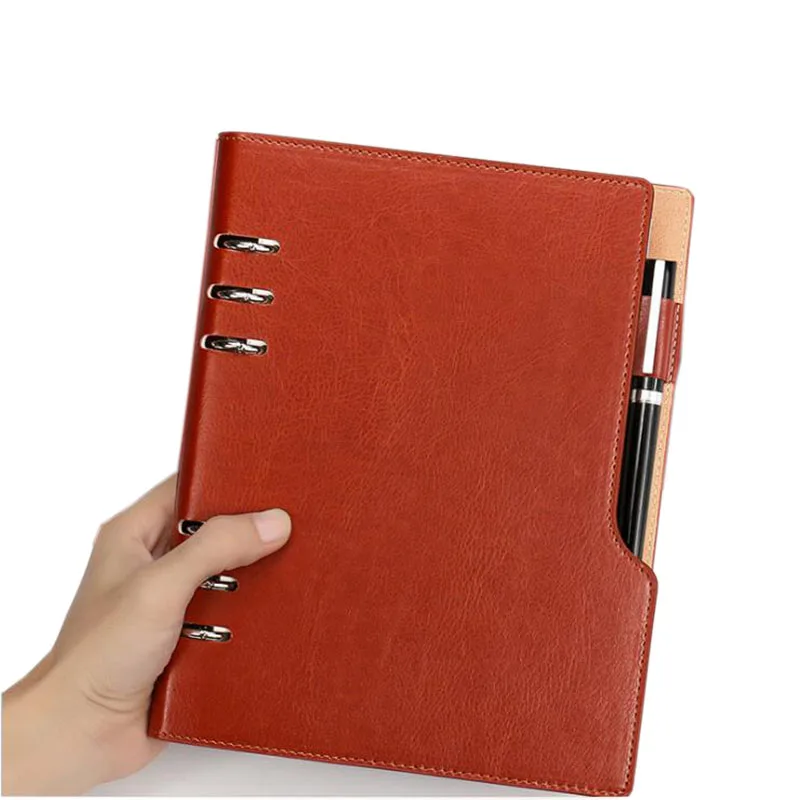 A5 Leather Cover Spiral Notebook Ring Binder Index Dividers Pen Holder A5 Leather Cover Spiral Notebook Ring Binder Index Dividers Pen Holder