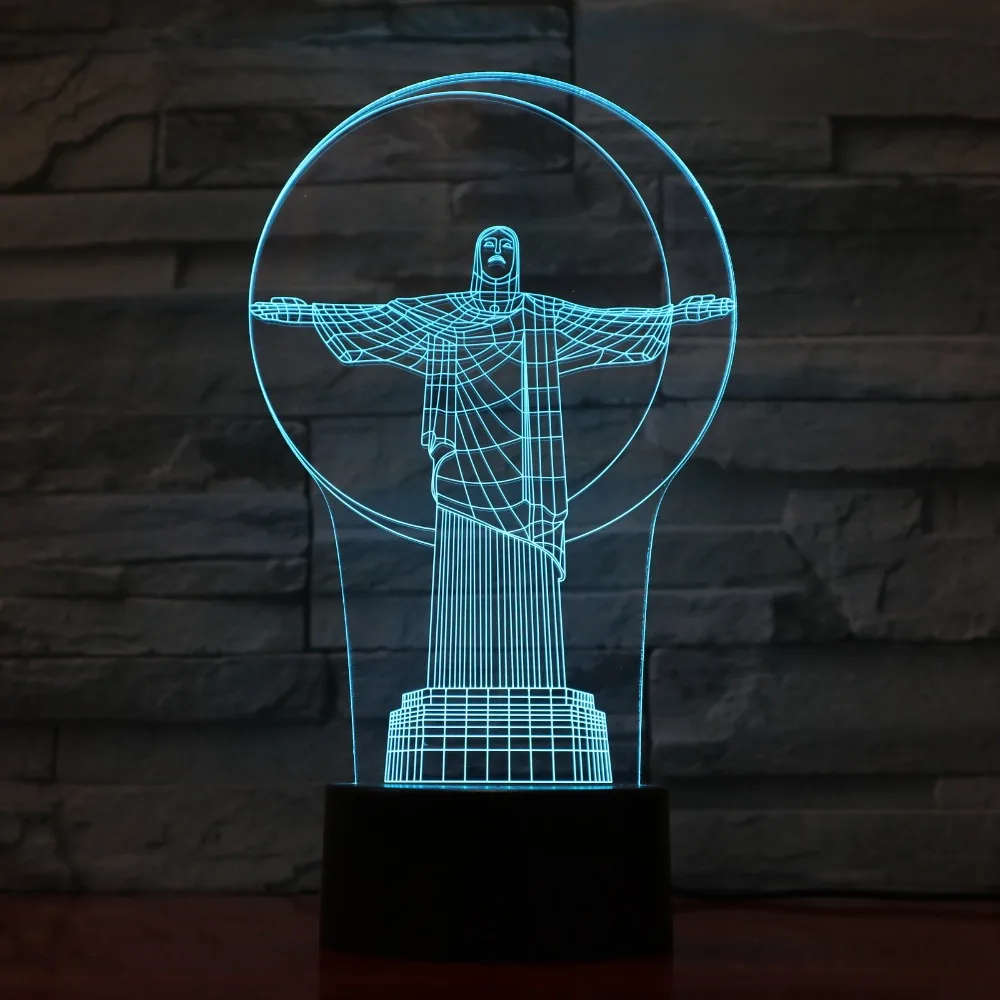 Novelty Jesus Lamp 7 Colors Changing Nightlight Atmosphere Light 3D ...