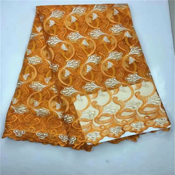 Laranja Laço de Tecido de Alta Qualidade Tule Bordado Tecidos Rendas ...