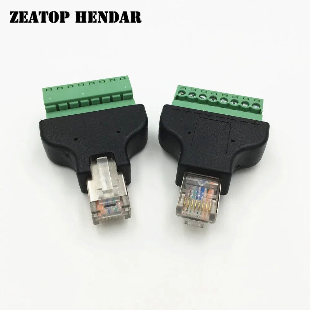 5pcs Ethernet Rj45 Male Plug To 8 Pin Av Screw Jack Terminal Block Cctv ...