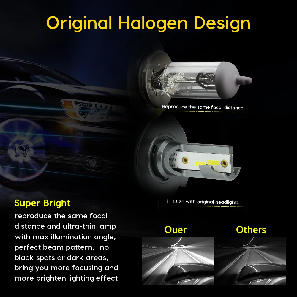 Zdatt 2 шт. H7 светодиодный Headllights H4 светодиодный лампы H1 H11 ...