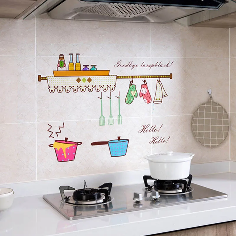 90*60CM Multi-style Transparent Wall Sticker Kitchen Oil-proof ...