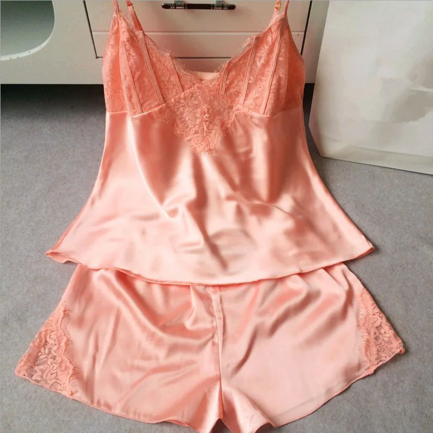 Hot Sexy Women Real Silk Pyjamas Sets Sell Well Summer Style Luxury