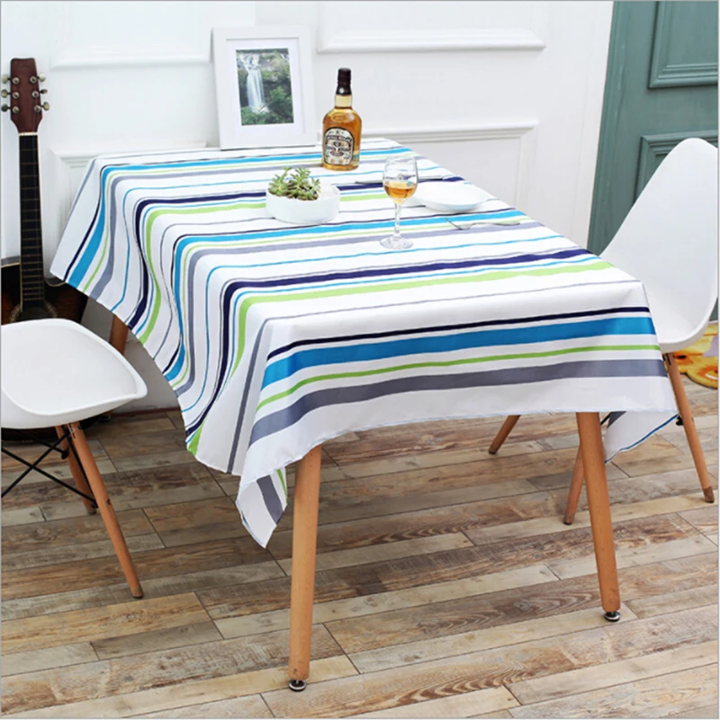 Color Striped Dustproof Dinner Table Tablecloth Waterproof Table ...