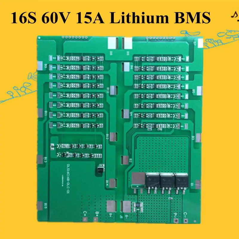 1pc 16s 60v Bms 15a Smart Bms 16s1p 60v Lithium Pack 3.7v Liion Cell ...