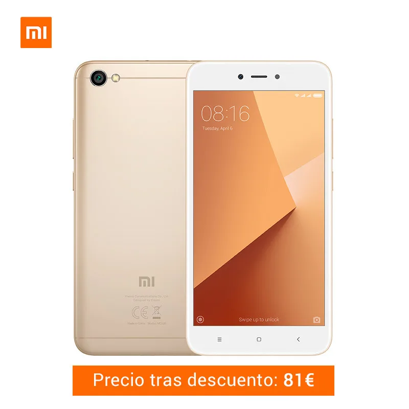 Versão em espanhol xiaomi redmi note 5a 16 2g RAM gb ROM smartphone Snapdragon 425 Quad Core CPU ...
