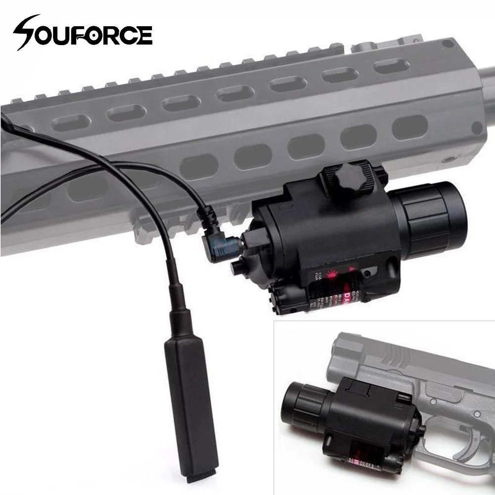 Tactical LED Flashlight and Red Laser Sight Combo with Remote Handle ...