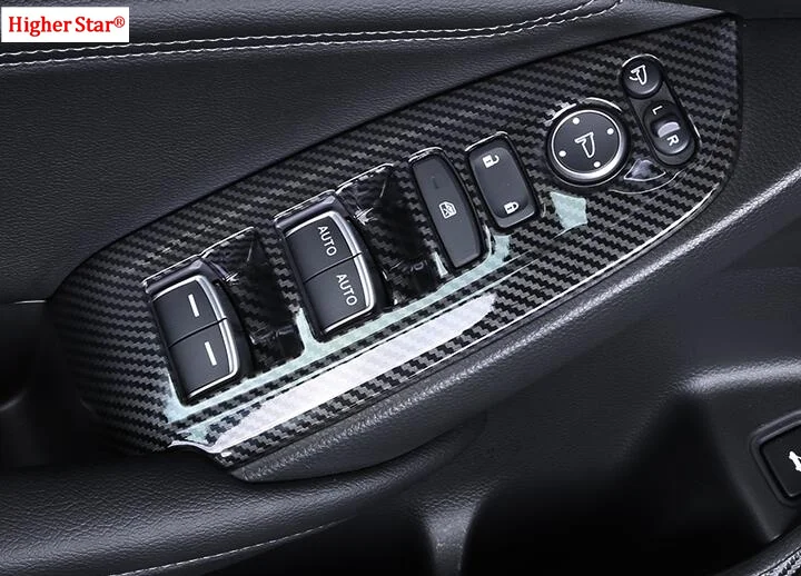 High quality Carbon Fiber style Car windows Lifting Buttons decoration ...