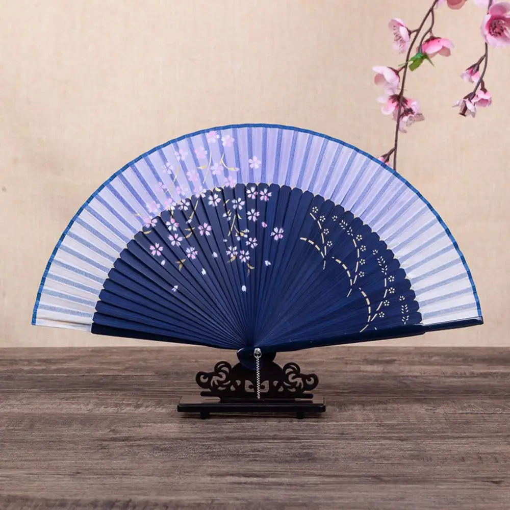 New Brand Folding Fan Silk Cloth Sakura Printed Japanese Style Home ...