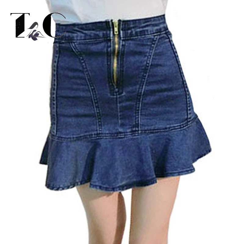 Tc Plus Size 3xl Women Denim Skirts Sexy Fashion Pencil Bule High Waist