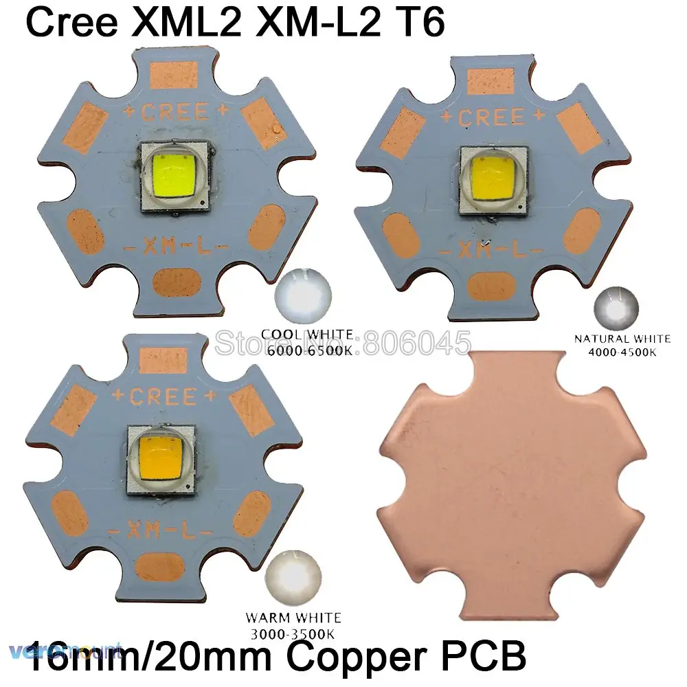 クリーのxlamp xml2 xm l2 t6 10ワットハイパワーledライトエミッタダイオード上20ミリメートル銅pcb、冷たい白、昼白色 ...