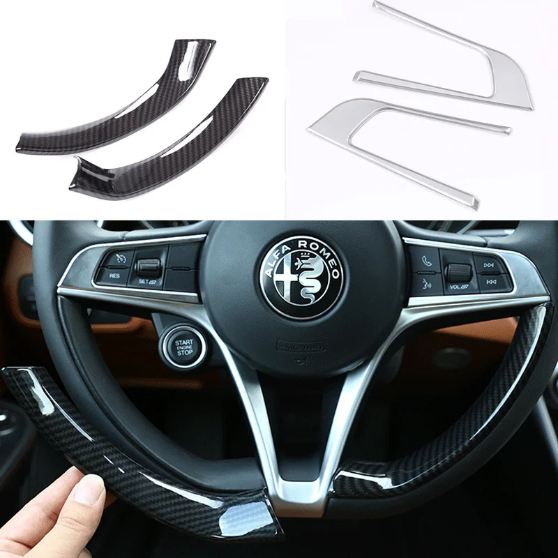For Alfa Romeo Giulia Stelvio 2017 Carbon Fiber Steering Wheel Trim ...