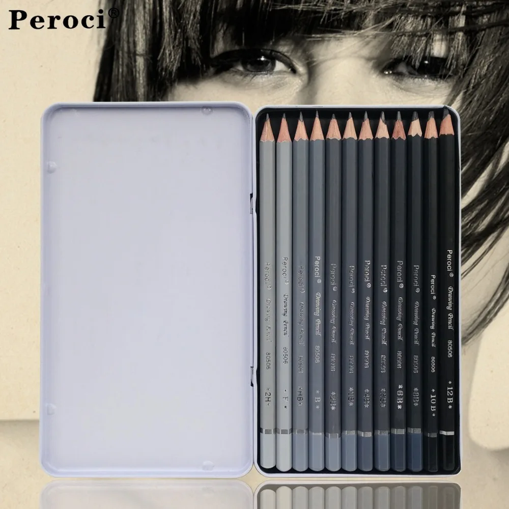 Artist 2H HB F B 2B 3B 4B 5B 6B 8B 10B 12B 12pcsGraphite Sketching ...