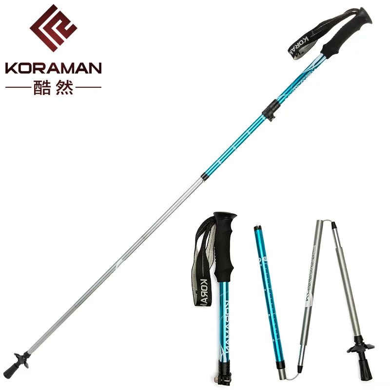 KORAMAN Folding trekking pole straight grip Outdoor climbing Ski pole ...