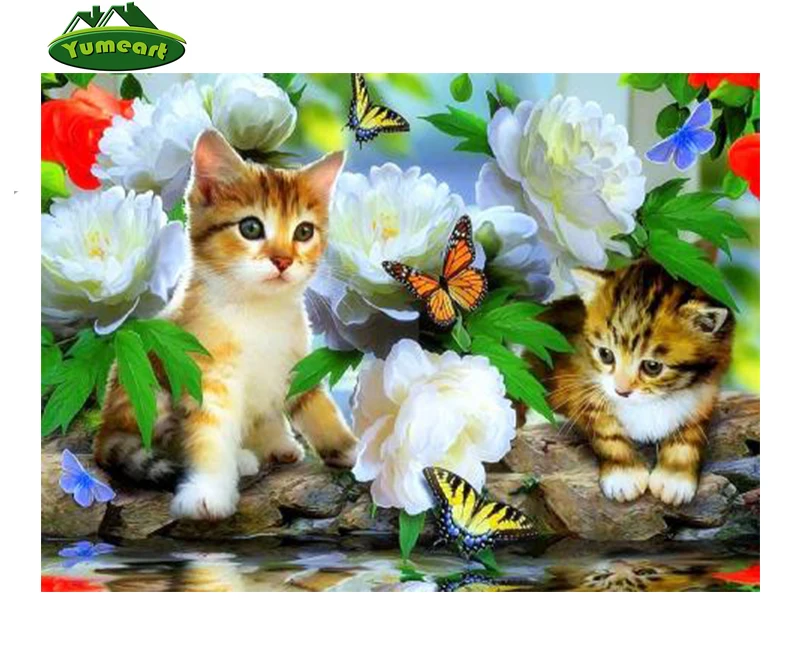 Diy Diamond Drawing Embroidery Decoration Painting Cat Diamond Cross ...