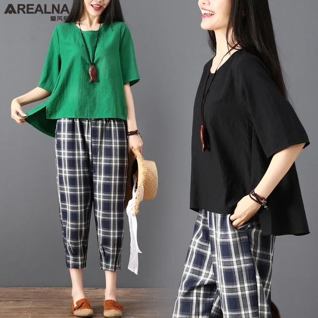 Buy 2 Piece Summer Women Sets Casual Cotton Linen