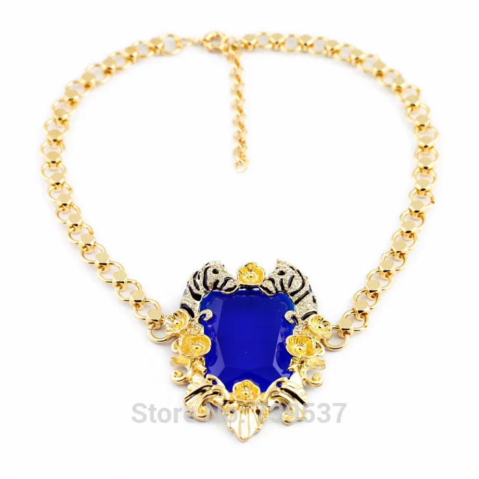New-Design-Fashionable-Alloy-Imitation-Blue-Stone-Gold-Color-Chain ...