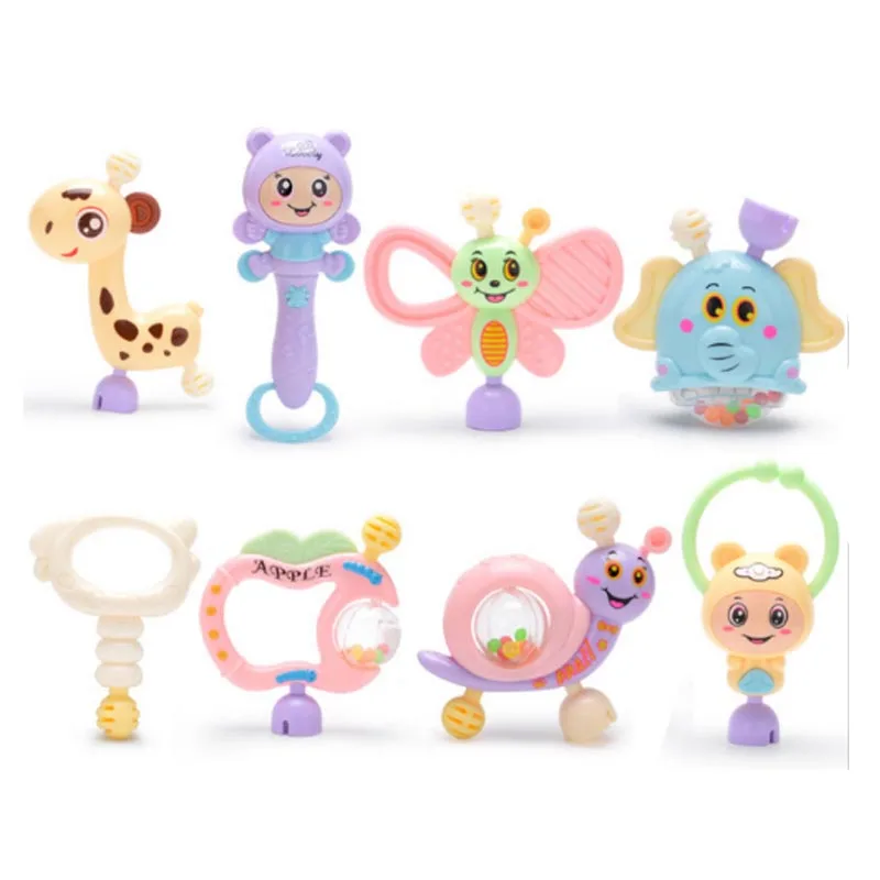 8pcs/Set Cartoon Baby Teether Toys Mobile Teeth Biting Baby Rattle Toy ...
