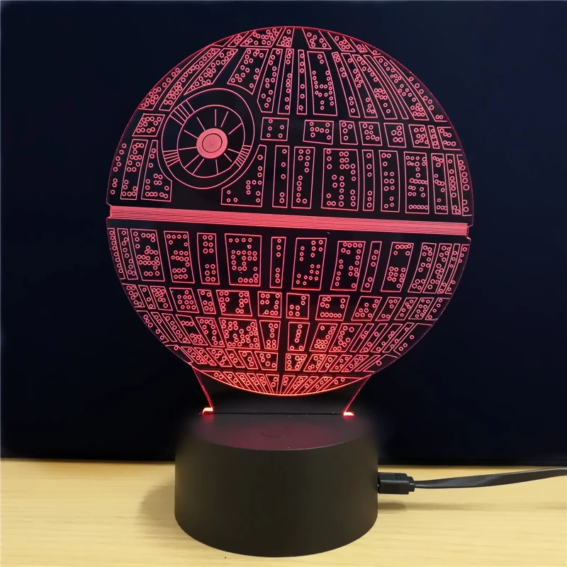 3D LED Death Star Shape Night Light USB Table Lamp Kids Gifts Colorful ...