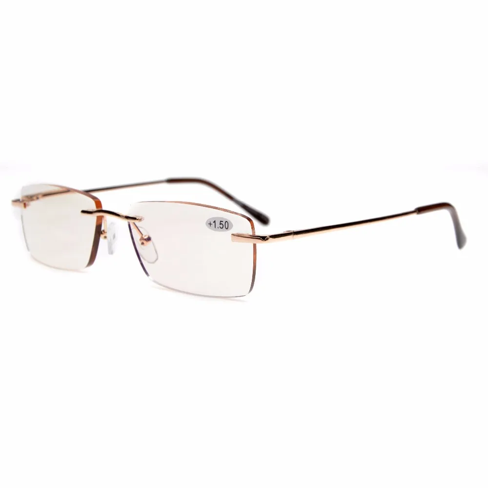 Cg1612 Eyekepper Amber Tinted Lenses Computer Readers Mens Womens Spring Hinges Rimless Computer