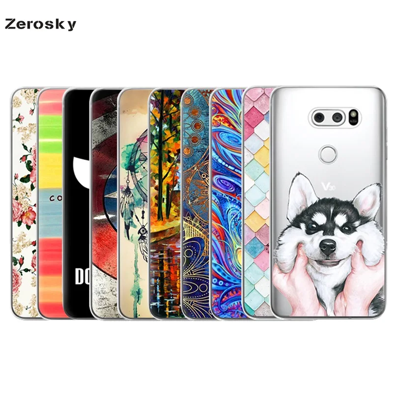Zerosky For LG V30 Case Cover Printed Pattern TPU Soft Silicon ...