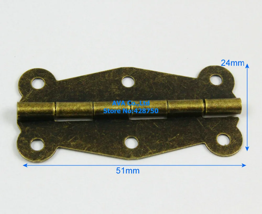 20 Antique Brass Jewelry Box Hinge 51x24mm With Screws In Cabinet Hinges From Home Improvement