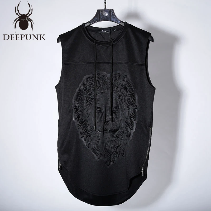 2016 Men's summer paragraph three dimensional lion head vest basic ...