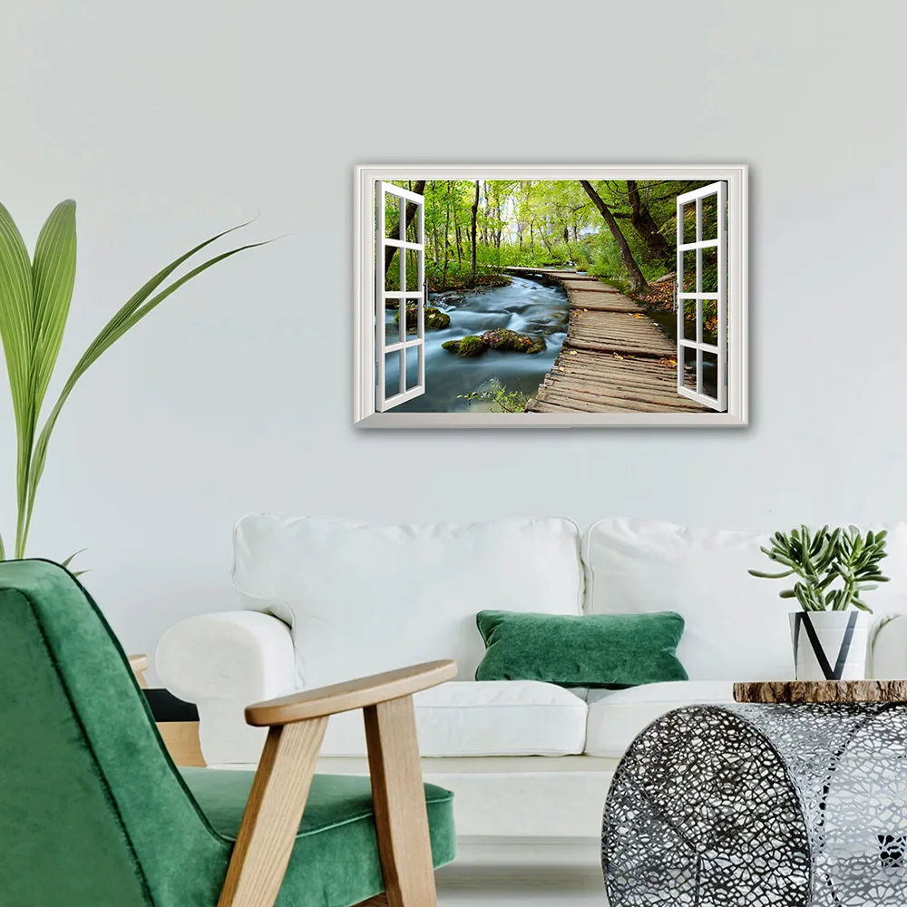 3d Fake Windows Wall Stickers Living Room Decoration Diy Home Decals ...