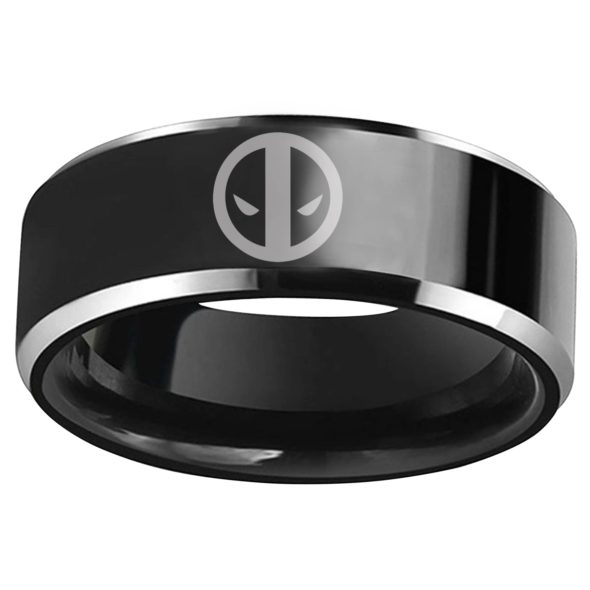 Dropshipping Customs Engraving Ring 8mm Black Polished Domed Tungsten ...