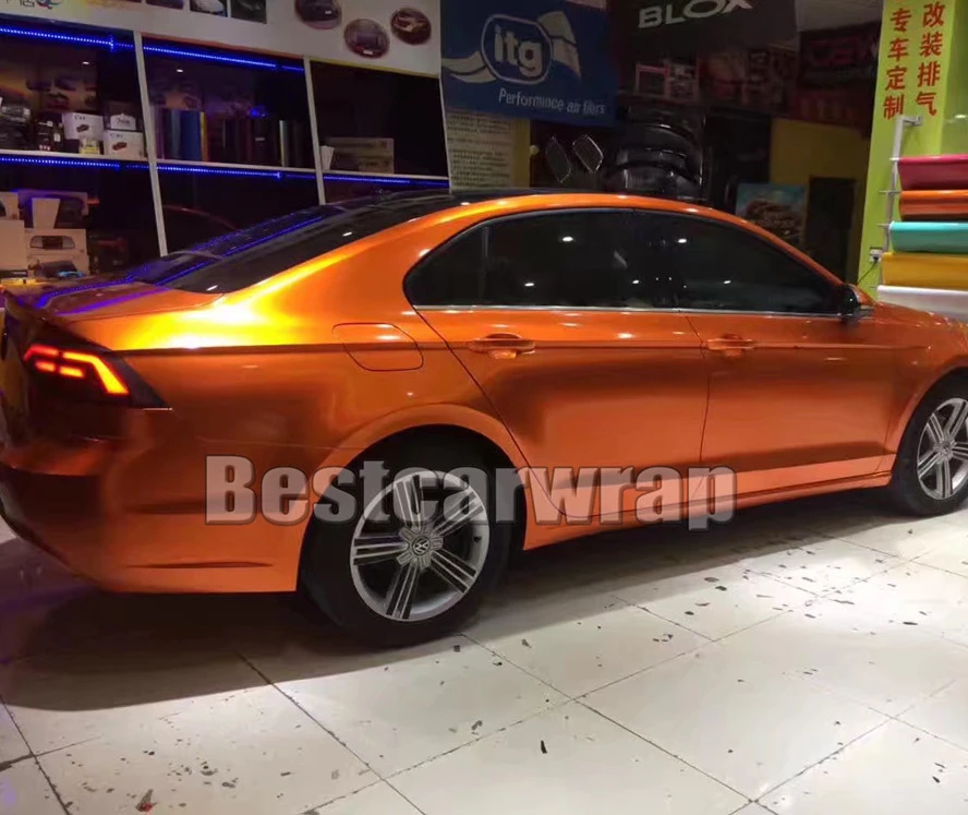 Sunset Orange Gloss Candy Vinyl Car Wrap Vinyl Film With Air Release ...