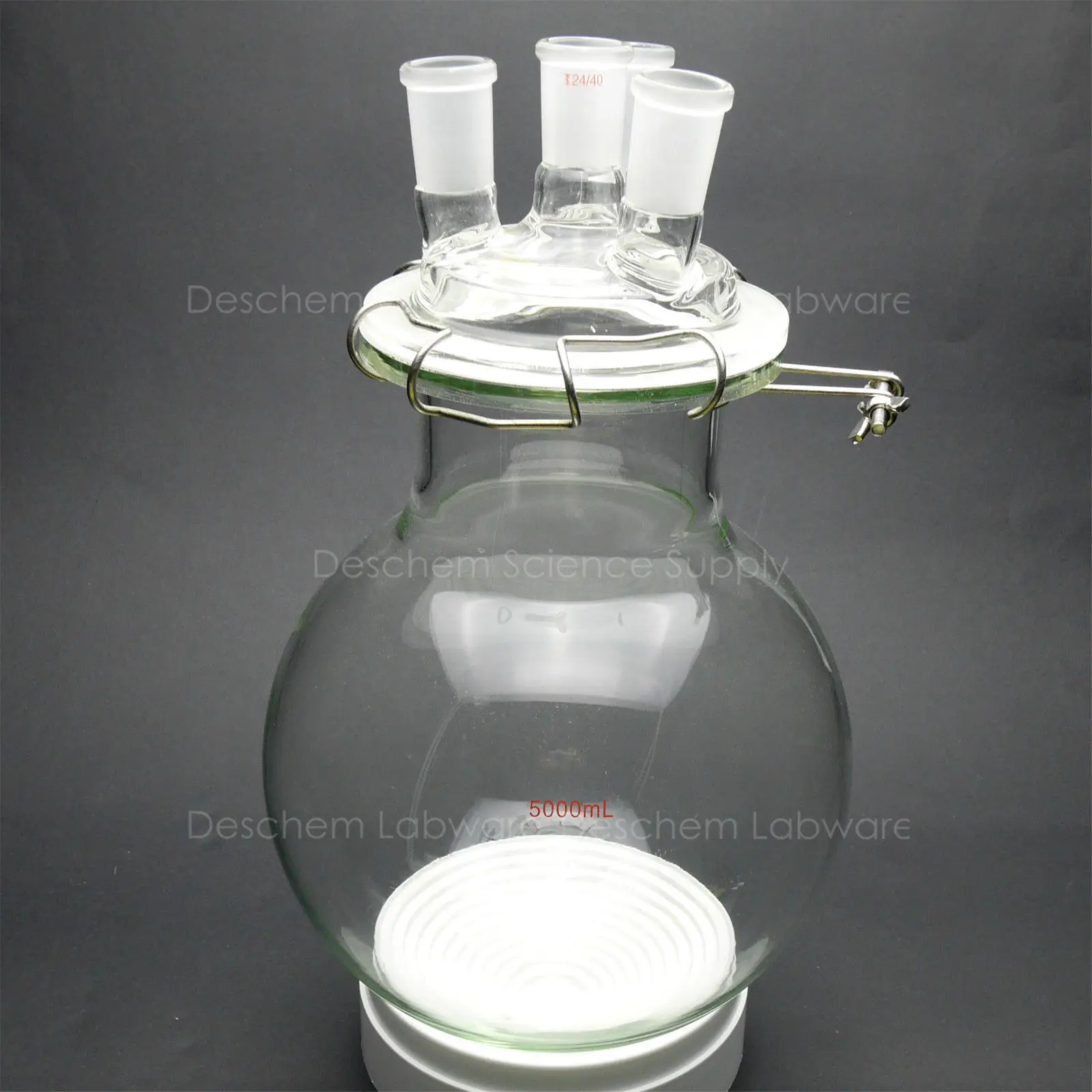 5000ml-Glass-Reaction-Vessel-5L-24-40-4-Neck-Lab-Chemistry-Reactor-W ...
