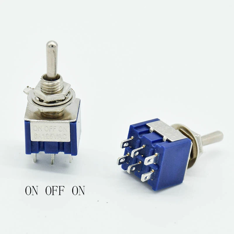 5 Mini Latching Toggle Switch DPDT ON-ON AC 6A/125V 3A/250V 6 Pin MTS202 HI Business ...