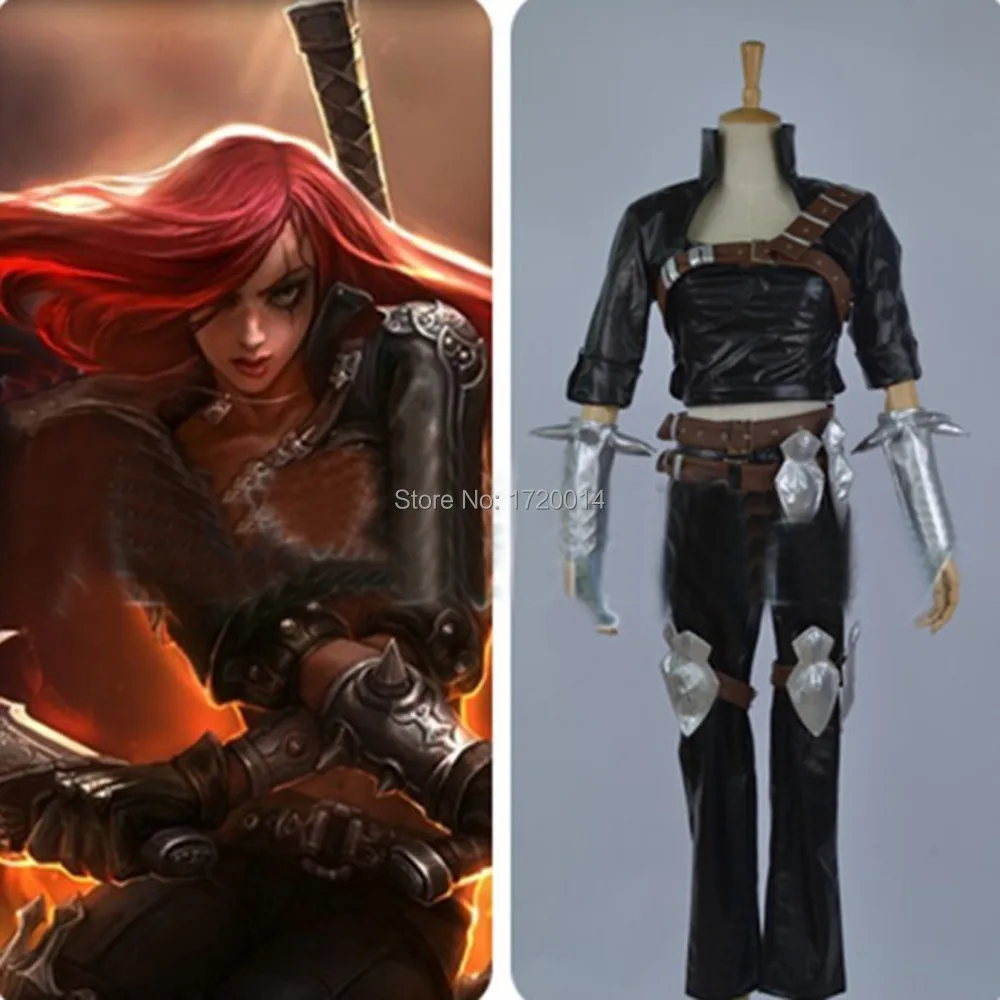 Game Charater Katarina Black Clothes Outfit Cosplay Costume Custom Made ...