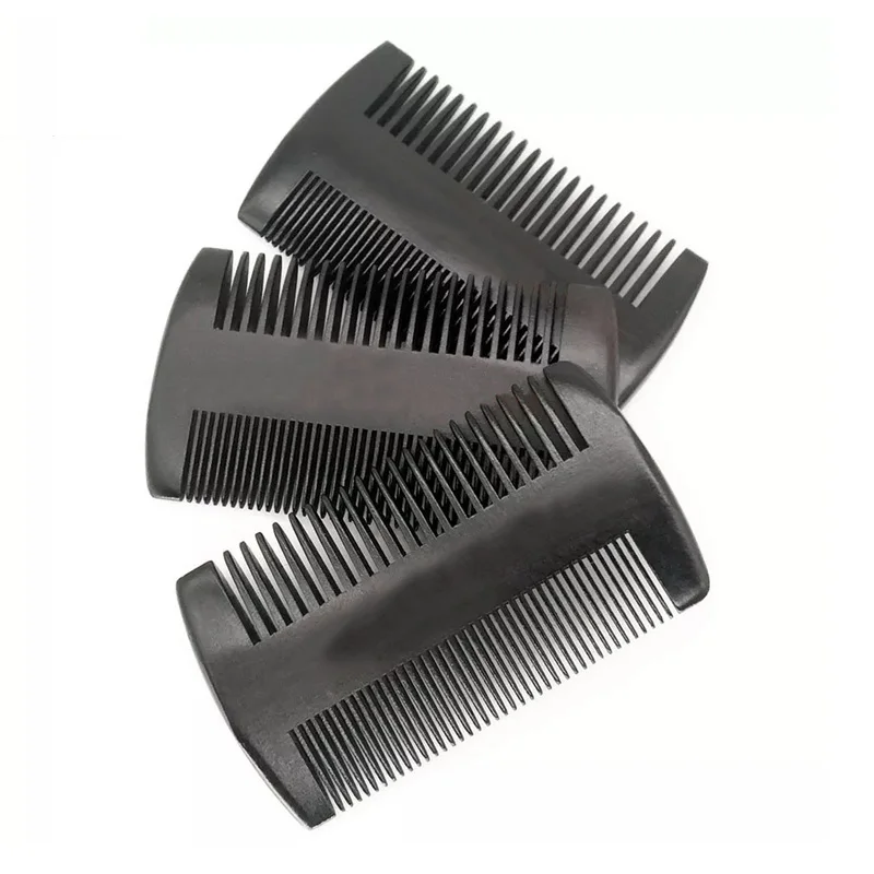 100PCS Natural Peach Wood Two Side Fine Tooth Black Color Small Comb ...