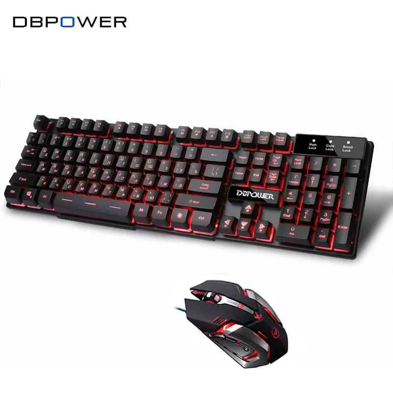 DBPOWER Russian Gaming Keyboard with 3 Colors Backlit Keycaps Teclado ...