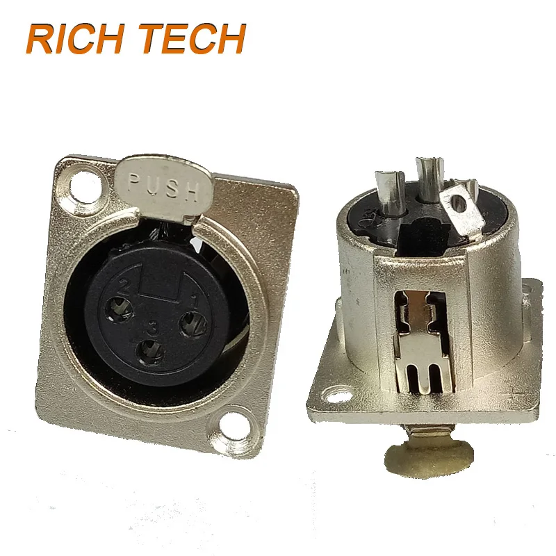 100pcs/lot 3 PIN XLR Female Panel Mount High Quality 3 Poles XLR Female ...