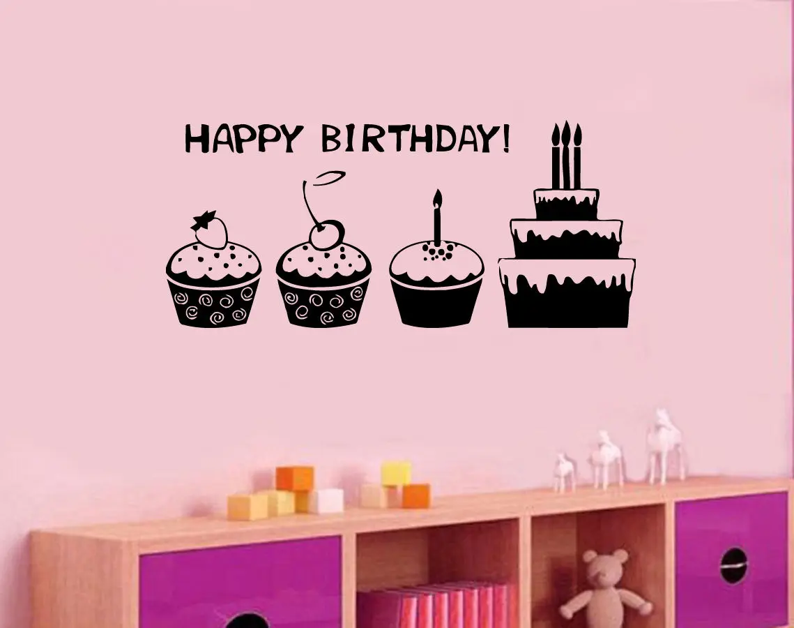 Wall Decals Vinyl Decal Sticker Art Murals Decor Happy Birthday Party ...