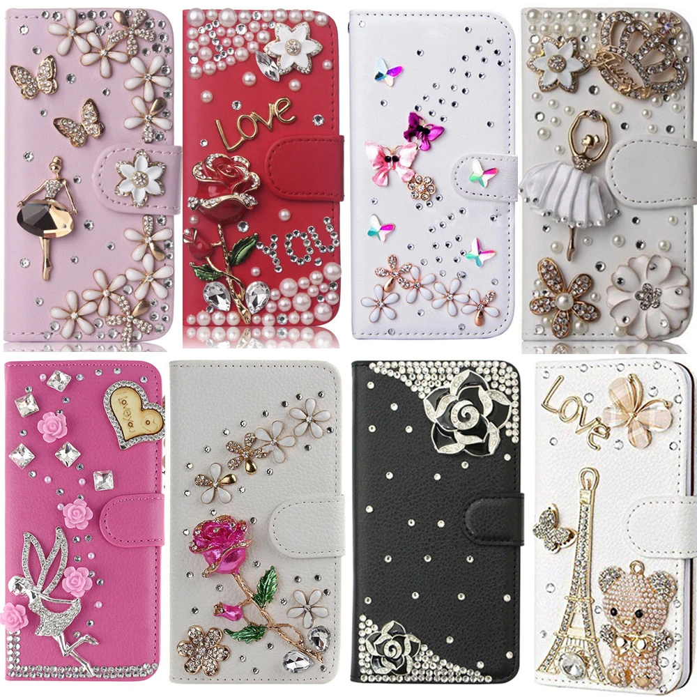 Beautiful Cute Rhinestone Cases Pouch & Wallet style Lovely Phone Cover ...