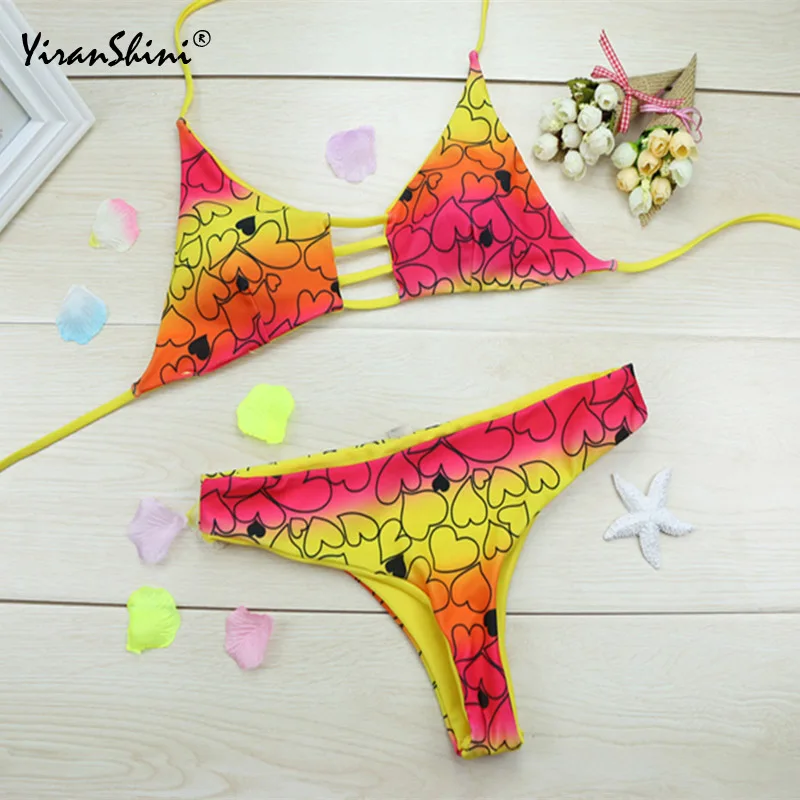 Yiranshini Micro Bikinis 2018 Mujer Thong Bikini Set Push Up Retro
