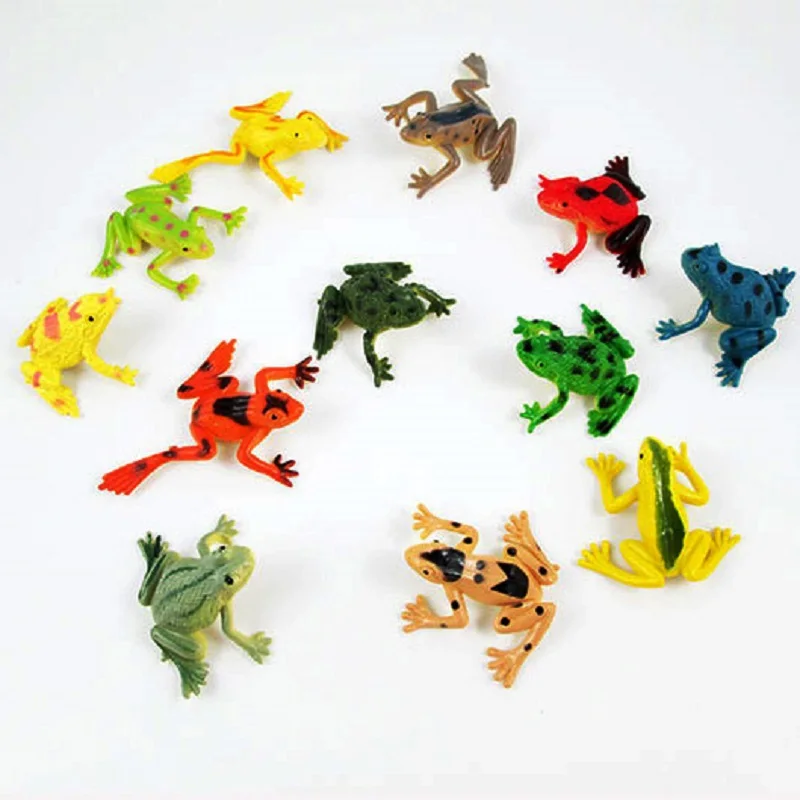 12pcs/Lot Cute Animal Frog Figure Action Model Toy Cartoon Frog Display ...