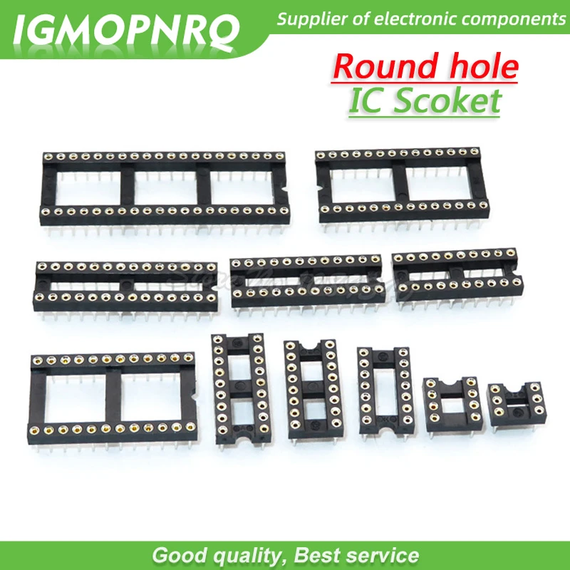 10PCS Round Hole IC socket Connector DIP 6 8 14 16 18 20 24 28 pin ...