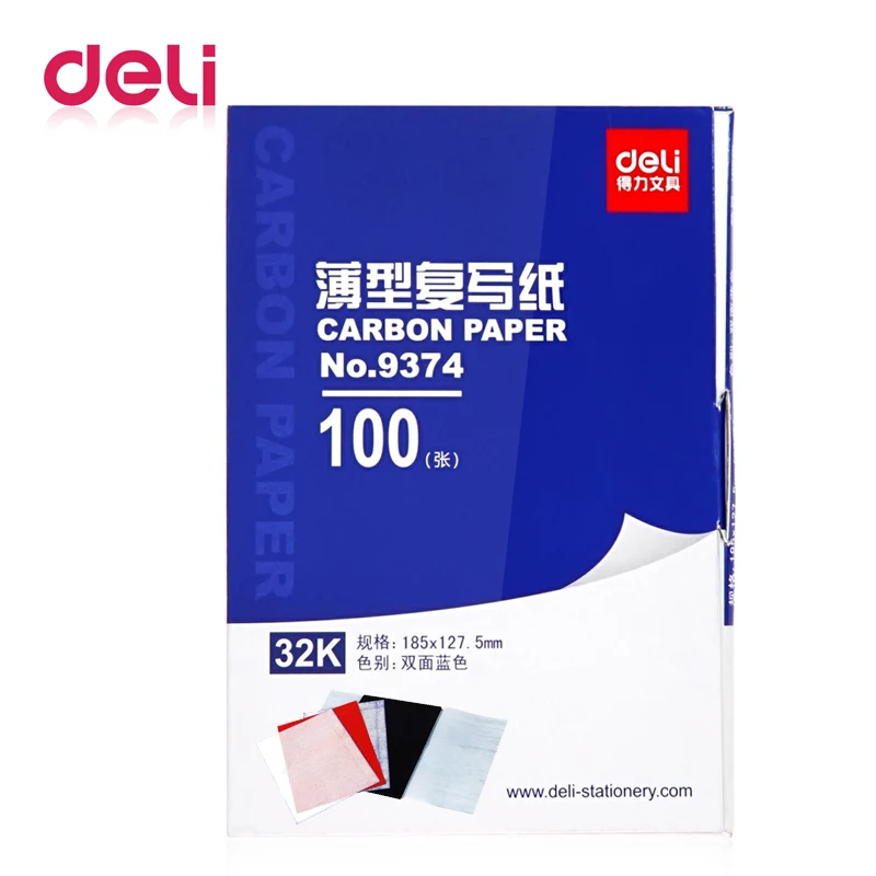 Deli 1 Pack 100 Sheets Blue Color 32K Thin Carbon Paper Include 3 Red deli-1-pack-100-sheets-blue-color-32k-thin-carbon-paper-include-3-red