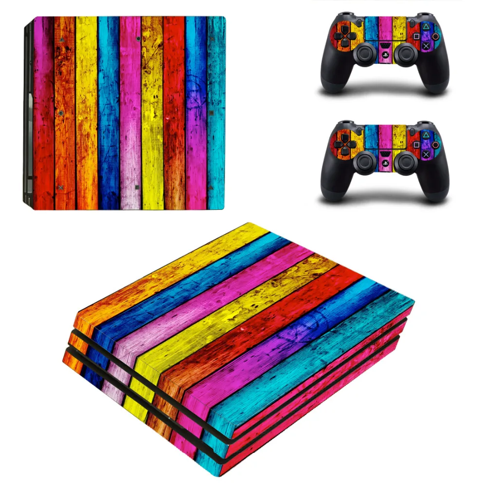 Muitl color Wooden For PS4 Pro Skin Sticker For Sony Playstation 4 Pro ...