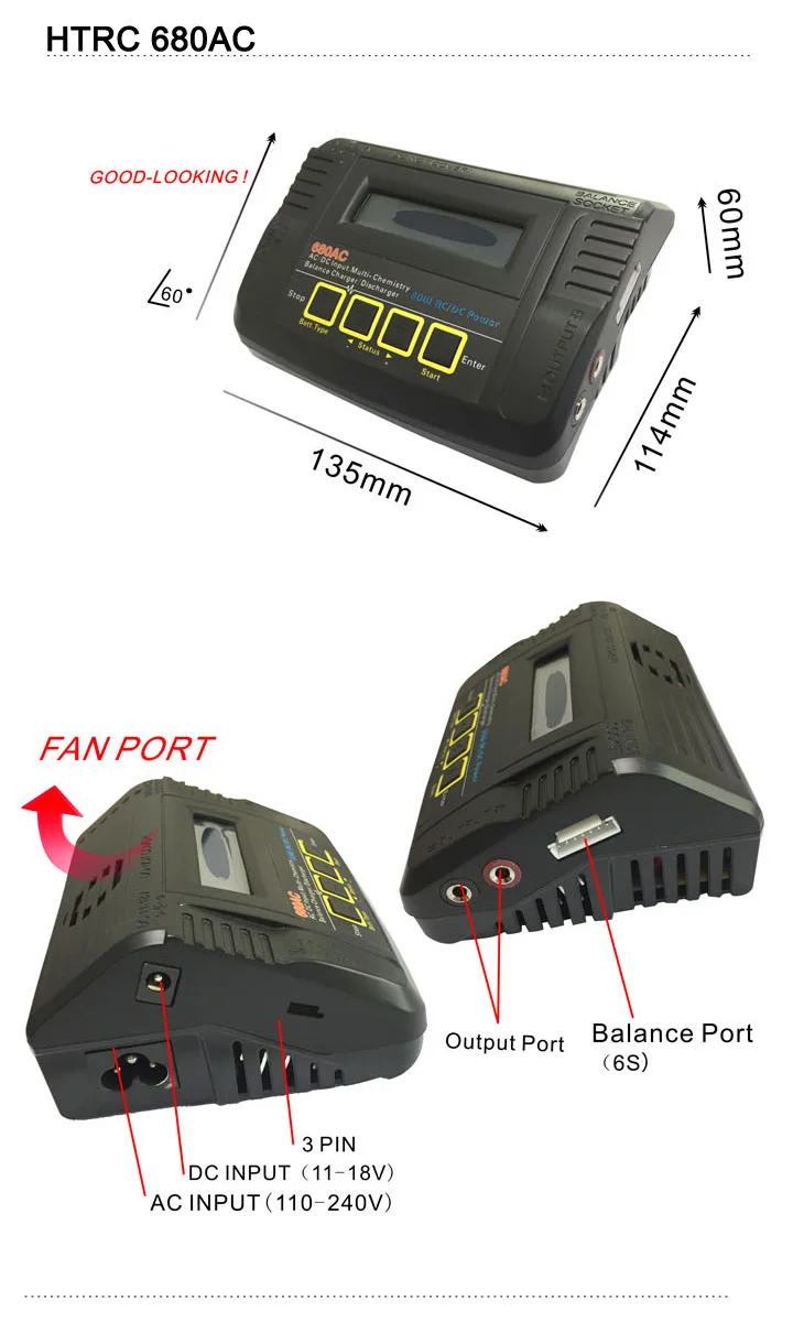 Chargeur de batterie,chargeur de batterie RC à double puissance,680AC ...