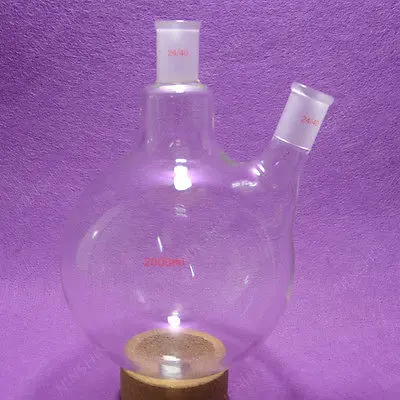 2000ml,24/40,2 Neck,round Bottom Glass Flask,2l Reaction Vessel,double ...