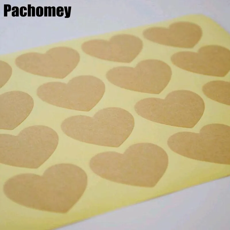 360pcs/lot Heart Shape Kraft Paper Sticker Label Self Adhesive Sealing ...