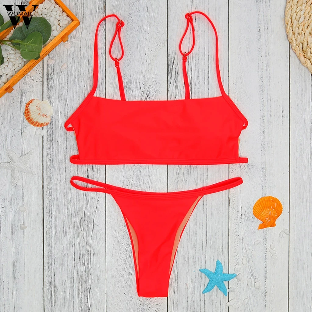 Womail Women Sexy Solid 2 Piece Bodysuits Bathing Swimsuit Beachwear